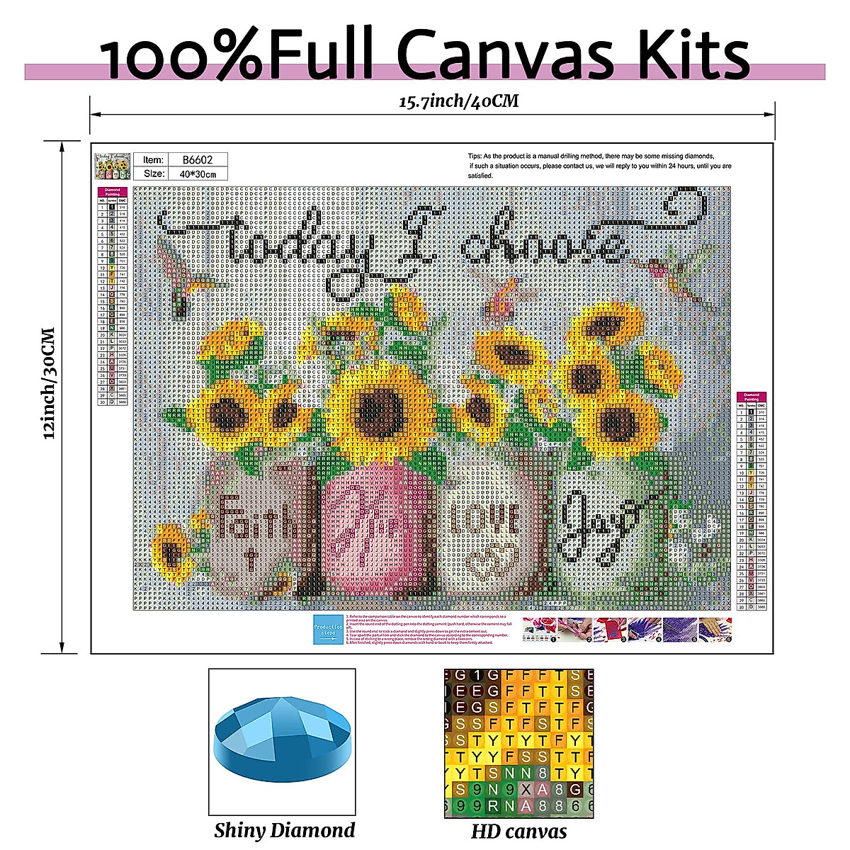 Hlison 5D Diamond Painting Kits for Adults, Diamond Art Kits for Kids Beginner, Sunflower DIY Rhinestone Diamond Painting for Gift, Home Wall Decor (12”W x 16”L)