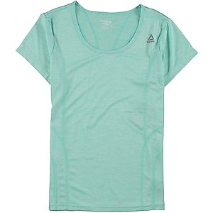 Reebok Womens Two Tone Basic T-Shirt, Green, Large