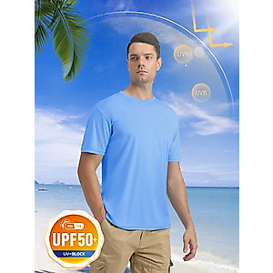 T-Shirts for Men Quick Dry Top Tee Rash Guards Running Shirt Dry Fit Lightweight Sun Shirts Gym Active T-Shirt Sky Blue
