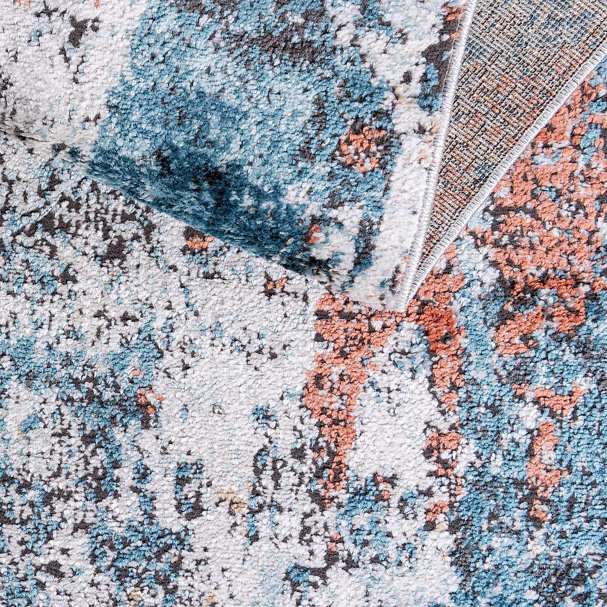 Rugs.com Leipzig Collection Round Rug – 7 Ft Round Multi Low-Pile Rug Perfect for Kitchens, Dining Rooms