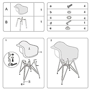 CangLong Clear Plastic Armchair Metal Legs Lounge Arm Chair for Kitchen, Dining, Living, Guest, Bed Room, Set of 2, Transparent 1