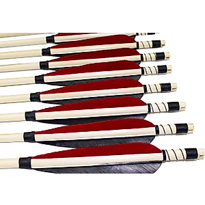 TTFLY FLETCHING 32 Inch Wooden Arrows Practice Hunting Targeting Wood Arrow Parabolic Turkey Feathers Archery for Recurve Longbow