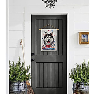 Breeze Decor Patriotic Siberian Husky Garden Flag Set Wood Dowel Dog Puppy Spoiled Paw Canine Fur Pet Nature Farm Animal Creature House Banner Small Yard Gift Double-Sided, Made in USA