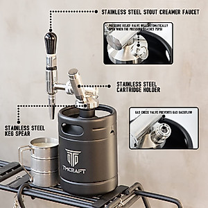 TMCRAFT 64oz Nitro Cold Brew Coffee Maker, Home Brew Coffee Keg with Stainless Steel Stout Creamer Faucet & Pressure Relieving Valve