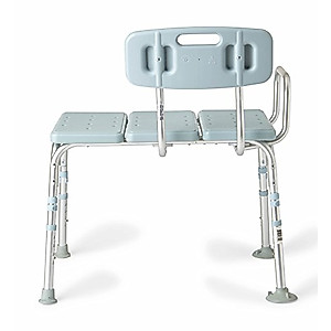 Medline Tub Transfer Bench With Microban Protection, for Use as A Shower Bench or Bath Seat, Light Blue