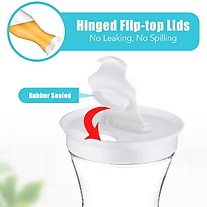 Gejoy 24 Pcs Plastic Carafe with Lids Plastic Juice Pitcher Carafes Clear Plastic Water Beverage Pitchers Smoothie Drink Containers for Bar Mimosa Milk Iced Tea Restaurants Schools Fridge Party, 32 oz