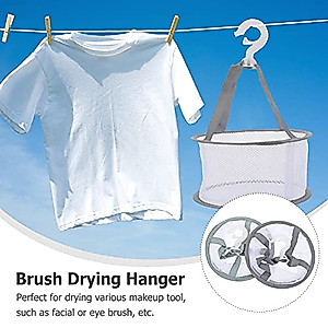 SOLUSTRE 2pcs Grey Brown Makeup Blenders Sponges Eggs Brushes Dryer Hanging Mesh Drying Rack Mini Bathroom Basket Net Cosmetic Tools Cleaning Holder Organizer