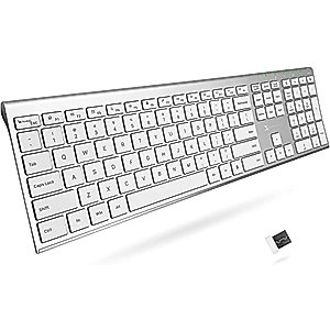 X9 Performance Slim Full Size Wireless Keyboard for Laptop and Desktop PC | Elegant Low Profile 2.4G Computer Keyboard Wireless - Rechargeable Flat Keyboard with Number Pad, 110 Silent Keys - Aluminum
