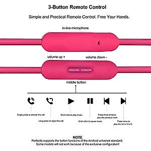 Replacement Audio Cable Cord with in-line Mic Audio Extension Cable and Remote Control Compatible with Beats by Dr Dre Headphones Solo/Studio/Pro/Detox/Mixr/Executive/Pill (Pink)
