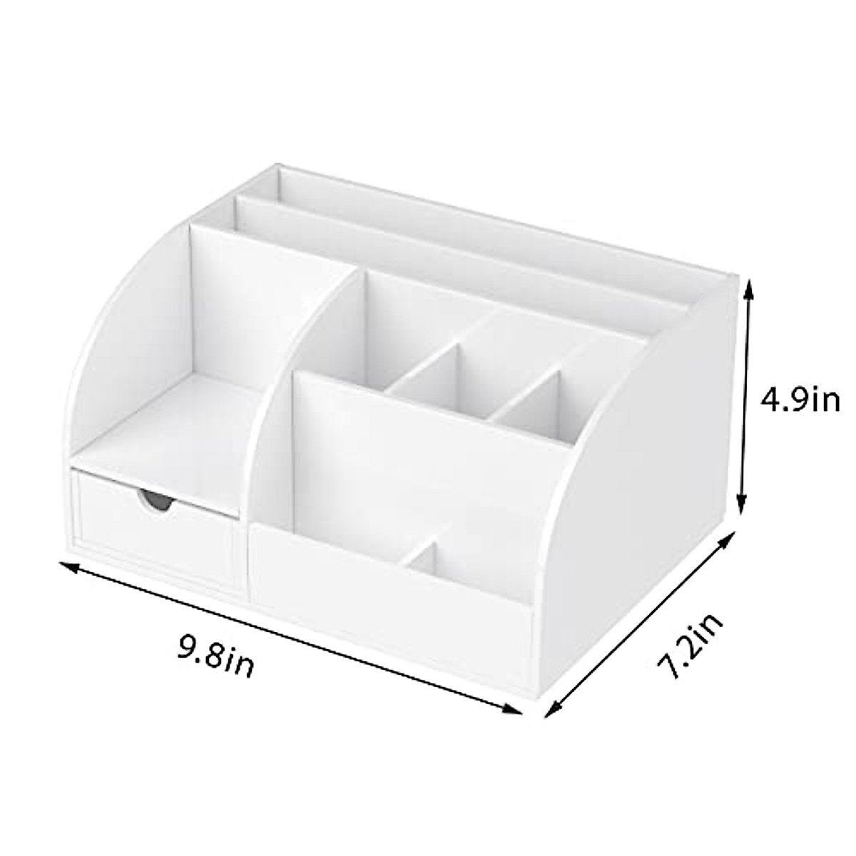FEMELI Office Desk Organizer and Accessaries,Acrylic Desk Organizer with 8 Compartments +1 Drawer(White)