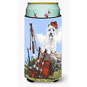 Caroline's Treasures PPP3222TBC Westie Piper Tall Boy Hugger Can Cooler Sleeve Hugger Machine Washable Drink Sleeve Hugger Collapsible Insulator Beverage Insulated Holder