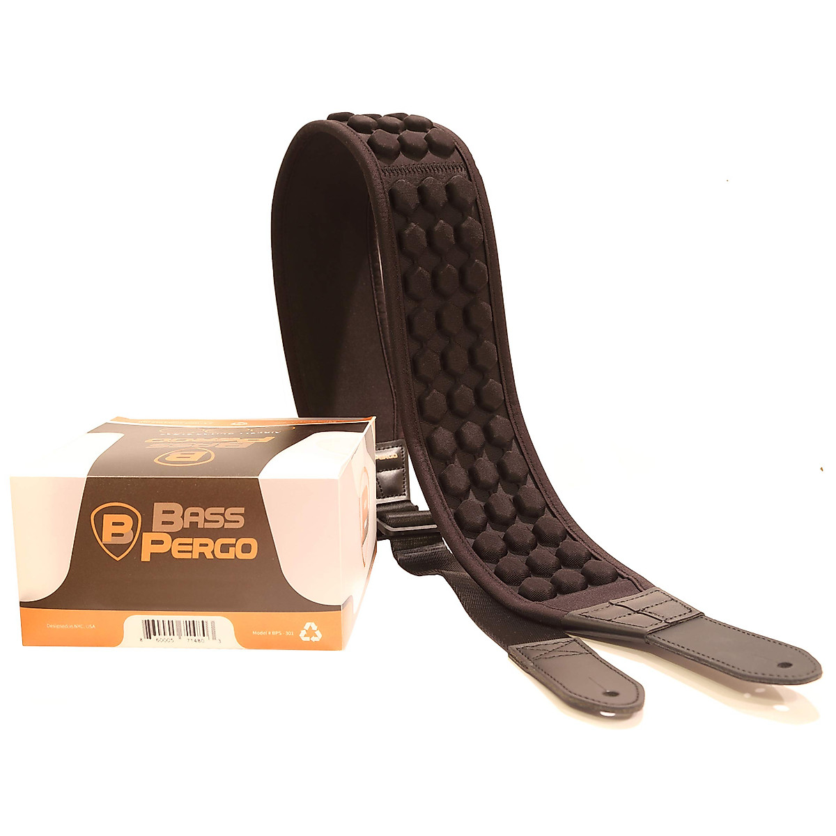 Bass Pergo AirCell Guitar Strap for Electric Guitar, Bass & Acoustic with 3.5" Wide Neoprene Pad w/ 4 Straps Locks, Adjustable Length from 47" to 55.", Black – Soft & Durable