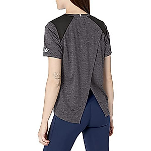 New Balance Women's Impact Run Short Sleeve 19, Black Heather, Medium