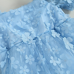 VISGOGO Baby Girl Tulle Dress Romper Sleeveless Onesie Knot Pleated Bodysuit Newborn Mesh Princess Outfits (D-Blue, 3-6 Months)