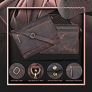 ESTALON Real Leather Messenger Bag for Men and Women - Laptop Briefcase Bag For Office,College, Adjustable Shoulder Strap Satchel