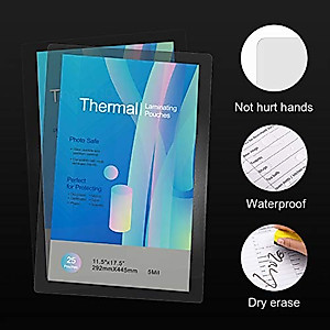 KTRIO Laminating Sheets Laminating Pouches, Hold 11 x 17 Inch Sheet 25 Pack, 5 Mil Clear Thermal Laminating Pouches 11.5 x 17.5 inch Lamination Sheet Paper for Laminator, Round Corner
