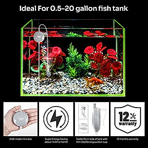 OIIBO Super Quiet Aquarium Air Pump, Powerful Fish Tank Air Bubbler for 0.5-20 Gallon Small Aquarium, 1.5W Energy Saving Mini Oxygen Aerator Pump with Air Pump Accessories