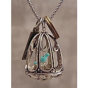 joymiao Long Boho Necklace Womens Leather Necklace Birdcage Leather Pendant Necklace Circle Long Choker Necklaces for Women