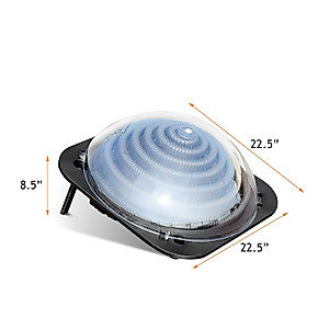 Goplus Solar Dome Swimming Pool Heater Above Ground, Inground Pool Warmer Equipment w/Hose Connector for Home Outdoor