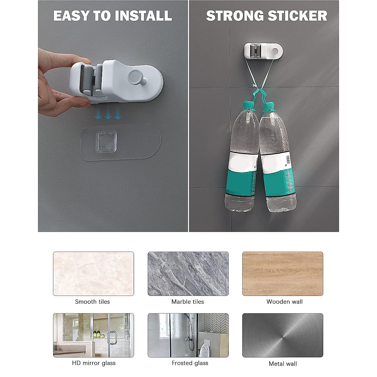 BEZOX Mop Holder with Hook - Drill Free Wall Mount Broom Gripper, Cleaning Supplies Organizer Utility Holder - 1PCS