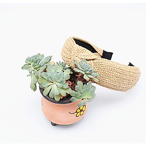 FEDANS Straw Headbands Womens Fashion Hair Accessories Twist Knot Wide Hand Knitted Statement Summer Retro Grace Elegant Wide Hairbands