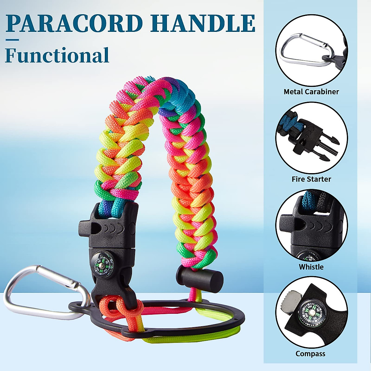 Stainless steel Water Bottle 40OZ - with Straw & Spout Lids, Paracord Handle, Shoulder Carrier Bag, Vacuum Insulated Water Jug, Leak Proof Metal Waterbottle for Sports Gym Yoga Workout Travel Hiking