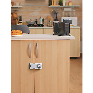 I-EASYDWW Keyed Hasp Locks, Cabinet Locks, Twist Knob Keyed Locking Hasp for Cabinet Small Door, Zinc Alloy with Iron Chrome Plating, with Keys and Screws, Silver, 2.5 Inches