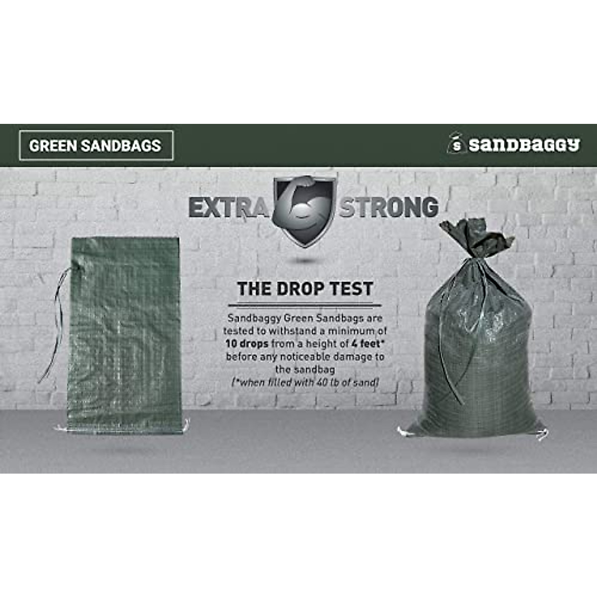 Sandbaggy - Heavy Duty Empty Sandbags For Flooding (14" X 26") - Poly Sand Bags - Flood Barrier, Weight, Construction, Earth Bag Homes - Reusable, UV Resistant - Tie Strings Attached (100 Bags)