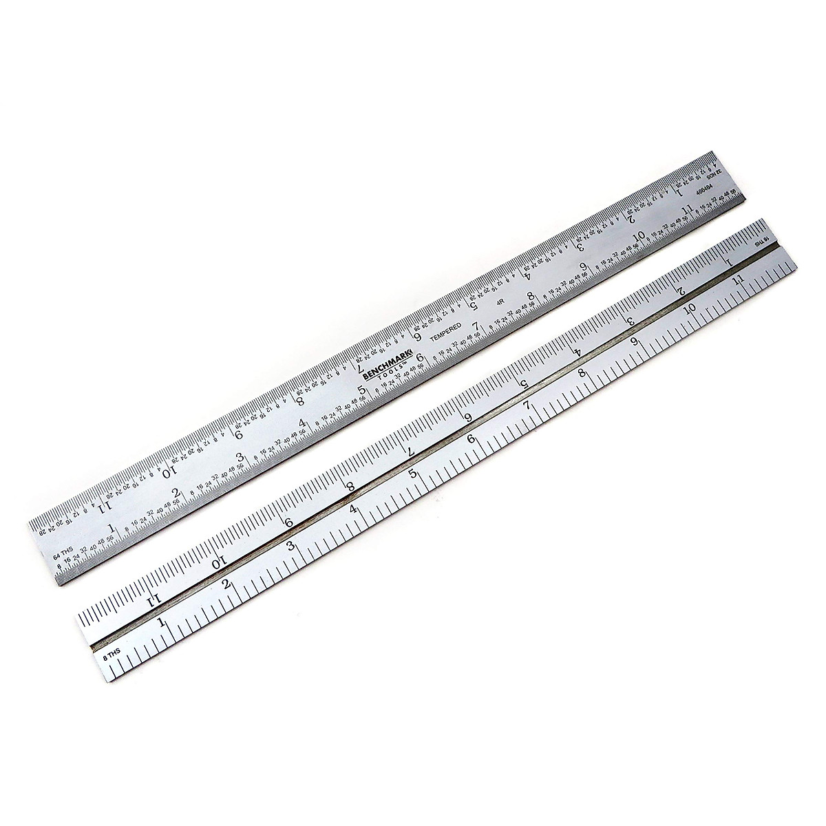 Benchmark Tools 466484 12 inch Combination Square Blade Ruler 4R Markings 1/8, 1/16, 1/32, 1/64 Stainless Steel Non-Glare Satin Chrome Finish Compatible with Starrett, Mitutoyo, PEC, Brown and Sharp