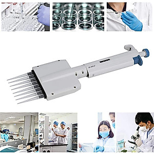 Lab Micropipette Adjustable Volume Pipettor 8-Channel Multichannel Pipett Micro Pipettes Variable Volume Pipettes for Scientific Lab and School 50-300渭l