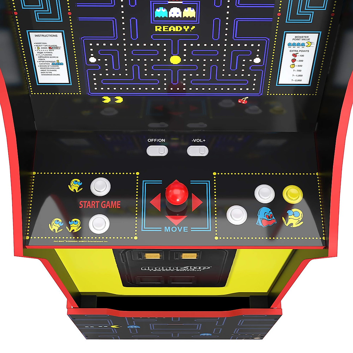Arcade1UpBandai Namco Entertainment Legacy Edition Arcade Machine, 4-Foot —12-in-1 Pac-Man Arcade Game Machine for Home, 17” Color LCD Screen —Includes Custom Arcade Game Riserand Light-Up Marquee
