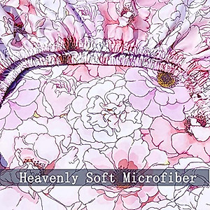 AMROSE 4 Pack Heavenly Soft Bassinet Sheets for Baby Girls, Universal Fitted for Various Cradle and Bassinet Mattress Pad, Silk Touch Gentle Breathable Microfiber, Floral & Leaf