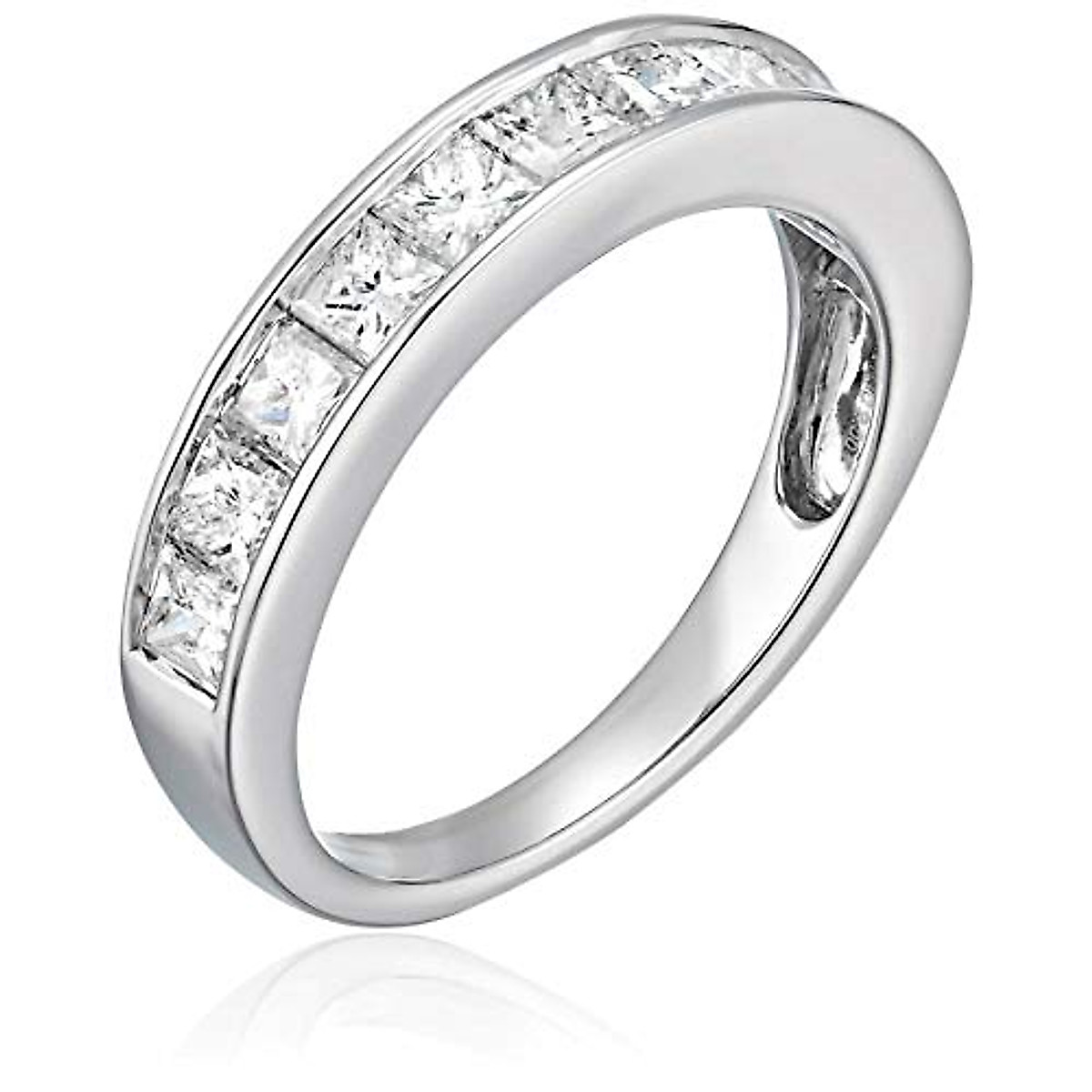 VIR JEWELS 2 cttw Diamond Wedding Band for Women, Princess Cut Diamond Wedding Band in 14K White Gold Channel Set, Size 7