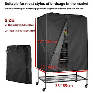 UCARE Bird Parrot Cage Cover Waterproof Extra Large Good Night Parrot Birdcage Covers for Parakeets Budgies Macaw Square Cages (L: 41x27x48in/ 104x69x122cm)