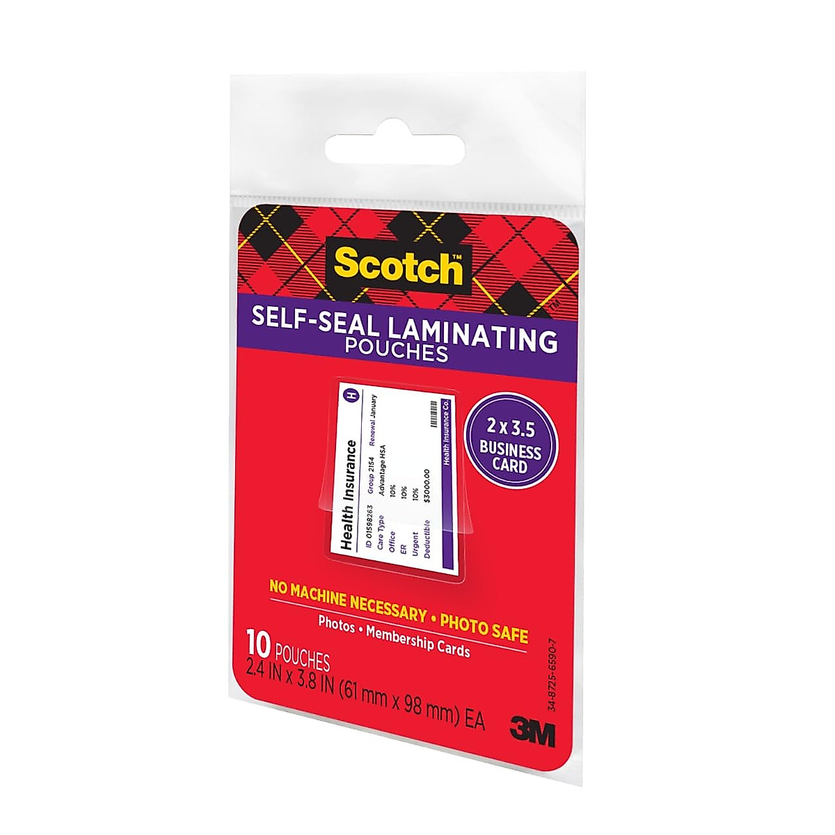 Scotch Self-Sealing Laminating Pouches, 25 Pack, Business Card size (LS851G)