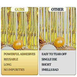 Liatinbo 3.3x8.2 Feet Gold Backdrop Curtain for Party Decor,Tinsel Streamer Backdrop Curtains,Foil Fringe Backdrop for Birthday,Graduation Decorations,Parties, Photo Booth Backdrops (3 Pcs, Gold)