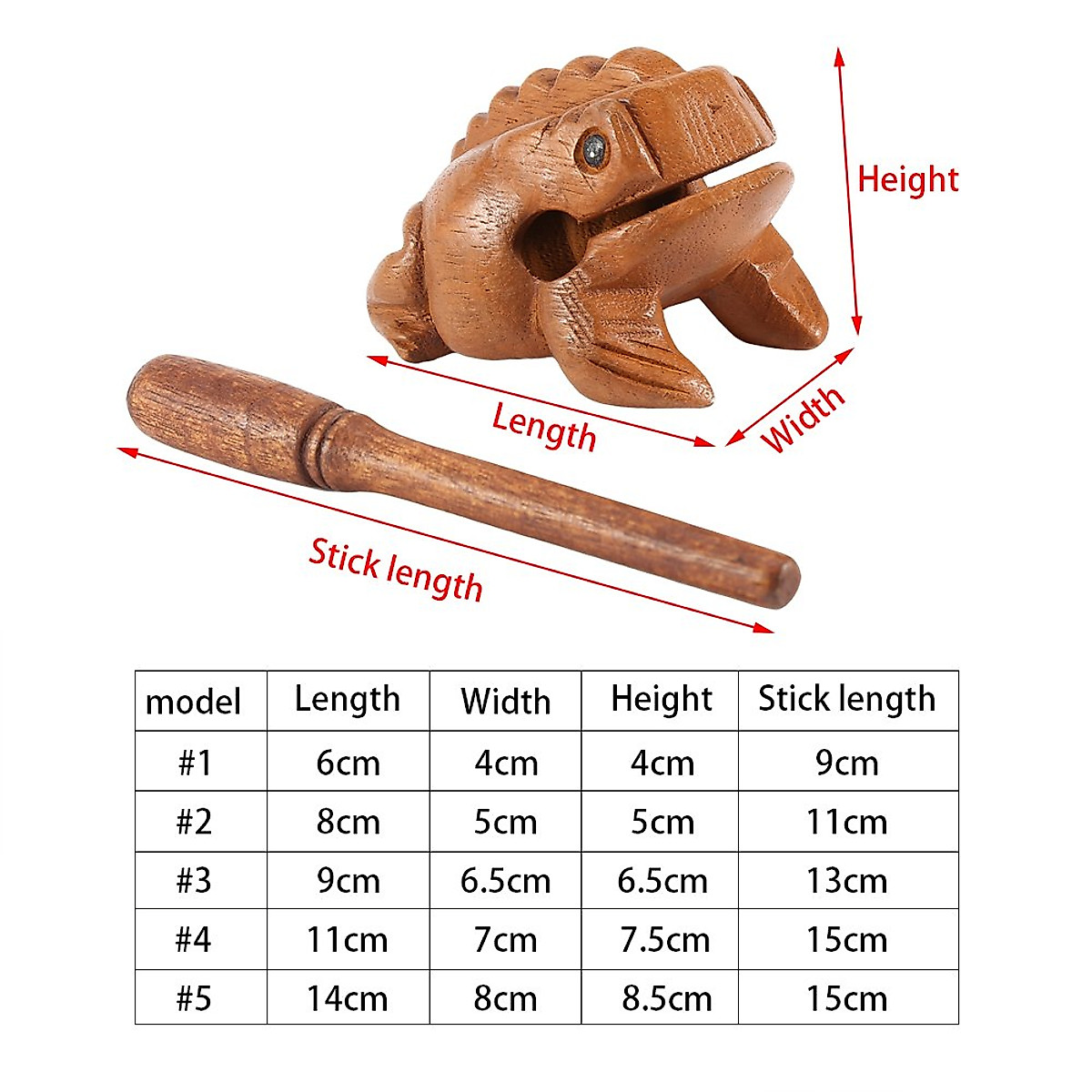 Delaman Wood Frog Handcraft Musical Instrument Tone Block, Guiro Rasp, Lucky Frog, Thailand Traditional Craft for Home and Office Decor (5.8CM)