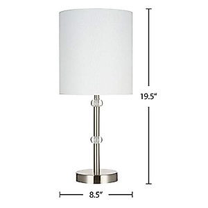Amazon Brand – Ravenna Home Contemporary Metal Table Lamp with Acrylic Accents, LED Bulb Included, 19.5"H, Brushed Nickel