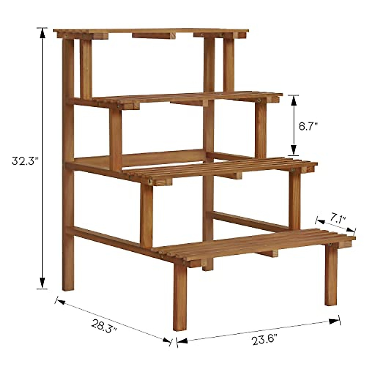 MoNiBloom 4 Tier Ladder Style Wood Plant Stand Indoor Outdoor, Flower Pot Rack Display Stand Organizer Holder for Patio Lawn Balcony Lawn Garden Home