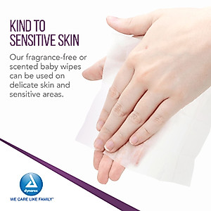 Dynarex 1311 Baby Non-Alcohol Wipe, Lanolin and Aloe to Moisturize Skin, Non-Woven and Unscented, 7 x 8", Pack of 960