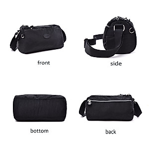 Cross Body Bags Small Women Messenger Purse over Shoulder Bag Nylon with Multi Pockets for Ladies and Girls (Black)
