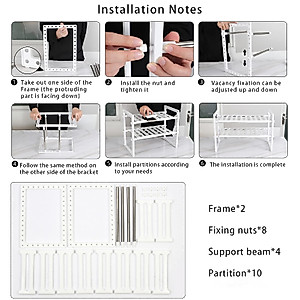 MineSign Under Sink Organizer 2-Tier Expandable Cabinet Shelf with 10 Removable Panels for Kitchen Bathroom Storage,Expand from 19.8 to 27.5 Inches
