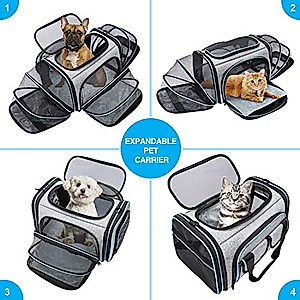 Maskeyon Airline Approved Pet Carrier, Large Soft Sided Pet Travel TSA Carrier 4 Sides Expandable Cat Collapsible Carrier with Removable Fleece Pad and Pockets for Cats Dogs and Small Animals