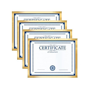 Annecy 8.5x11 Picture Frames (4 Pack, Gold), Composite Wood Photo Frame 8.5x11 for Wall or Table Display, Classic Simple Home Office Decor