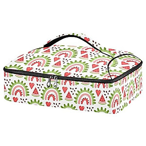 Kcldeci Insulated Thermal Food Carrier Insulated Casserole Carrier for Hot or Cold Food,Rainbow Slice Of Watermelon and Heart Insulated Tote Bag for Potluck Cookouts Parties Picnic,Lasagna Lugger