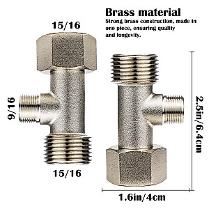 FERCAISH 7/8 T Adapter Brass Adaptor, 3 Way Tee Connector Valve for Plumbing Splitter Toilet Handheld Bidet Sprayer Faucet,Three Way Connector Diverter Valve
