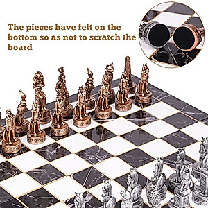 15" Figures Egyptian Style Chess Sets for Adults and Cardboard Chess Board Family Large Folding Chess Board Game 3D Resin Chess Pieces and Storage Slots
