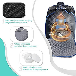 Simivol Portable Steam Sauna for Home Spa, Personal Steam Sauna Tent Indoor with Steamer, 1 Person Steam Room with Foldable Chair& Remote Control(Black)