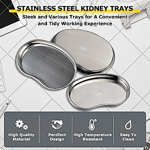 Kidney Tray - Romlon 3 Pack Stainless Steel Tray Metal Tray Stainless Steel Curved Sheet for Dental, Lab Instrument, Office Room, Bathroom.