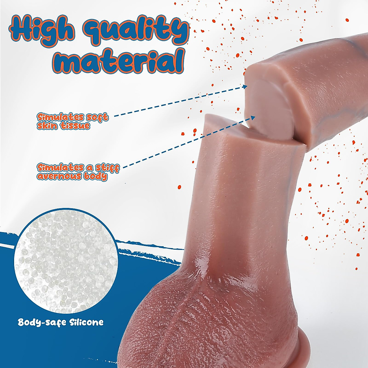 9.5-Inch Realistic Dildo and Prostate Massager，Anal Pleasure and Unparalleled Sensations to Fulfill Your Desires Lifelike Thick Dildo Anal Toy Soft Silicone Perfect for Hands-Free Anal Play